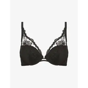 Simone Perele Intrigue Triangle Underwired Lace Push-up Bra - Black