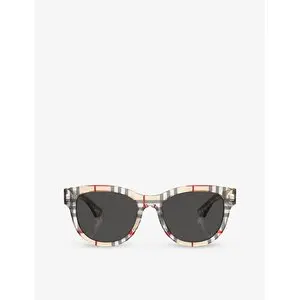 Burberry Be4432u Round-frame Checked Acetate Sunglasses Multi-coloured