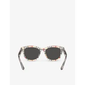Burberry Be4432u Round-frame Checked Acetate Sunglasses - Multi-coloured