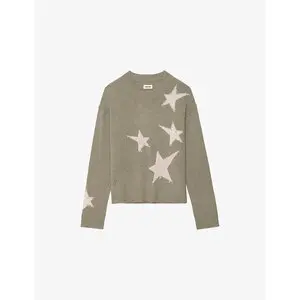Zadig&Voltaire Markuz Star-motif Cashmere Jumper - Olive
