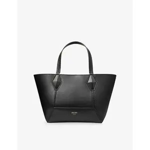 JIMMY CHOO Diamond Logo-embossed Leather Tote Bag - Black