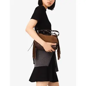 Maje Ribbed High Neck Mini Dress With 'amour' Button Detail