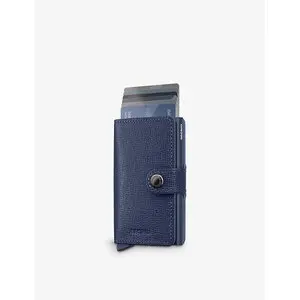 SECRID Crisple Branded Leather Wallet - Navy