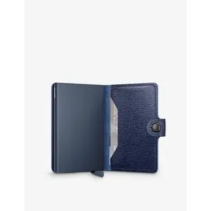 SECRID Crisple Branded Leather Wallet - Navy