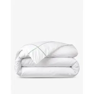 YVES DELORME Athena Stripe-embroidered Cotton Duvet Cover - Veronese