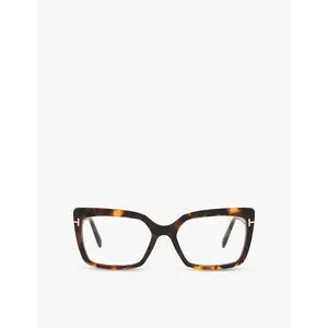 TOM FORD Rectangle Frame Acetate Eyeglasses - Brown