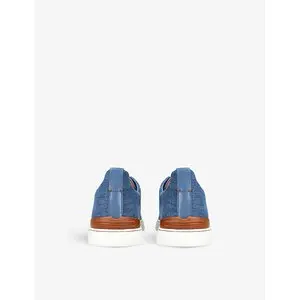 Zegna Triple Stitch Contrast-sole Denim Low-top Trainers