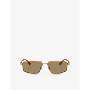Brunello Cucinelli Brunello Cucinelli Rectangular Frame Metal Sunglasses Gold