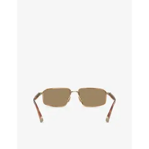 Brunello Cucinelli Rectangular Frame Metal Sunglasses - Gold