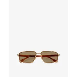 Brunello Cucinelli Rectangular Frame Metal Sunglasses - Gold