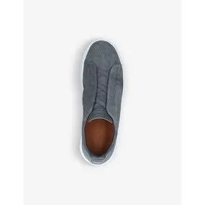 Zegna Triple Stitch Low-top Cotton Trainers - Grey
