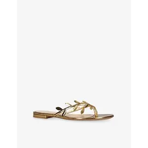 GIANVITO ROSSI Metallic Leaf Leather Sandals - Bronze