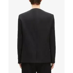 The Kooples Collarless Regular-fit Cotton And Linen-blend Jacket