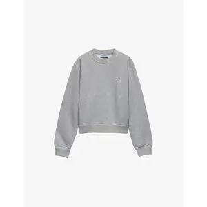 Prada Cotton Sweatshirt With Logo Print - Grey