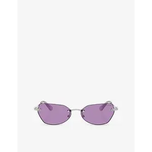 SWAROVSKI Sk7038 Irregular-frame Metal Sunglasses - Silver