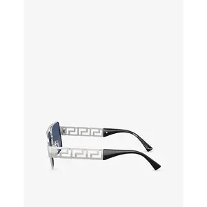 Versace Rectangle-frame Metal Sunglasses - Silver