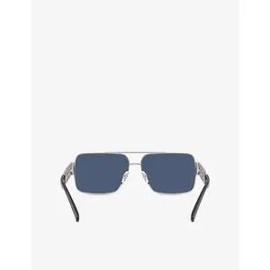 Versace Rectangle-frame Metal Sunglasses - Silver