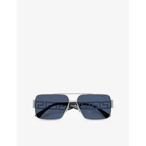 Versace Rectangle-frame Metal Sunglasses - Silver