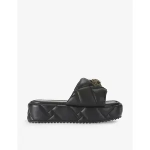 Kurt Geiger Kensington Eagle-embellished Leather Flatform Sandals