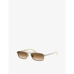 Brunello Cucinelli Paloma Rectangle Metal Sunglasses - Brown