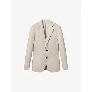 REISS Kin Notch-lapel Slim-fit Single-breasted Linen Blazer - Stone