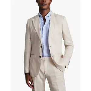 REISS Kin Notch-lapel Slim-fit Single-breasted Linen Blazer - Stone