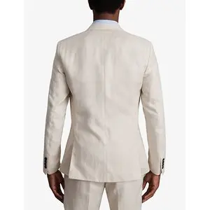 REISS Kin Notch-lapel Slim-fit Single-breasted Linen Blazer - Stone