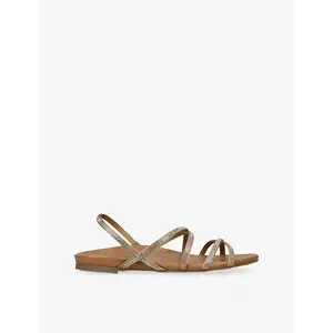 PEDRO GARCIA Embellished Crossover Leather Sandals - Bronze