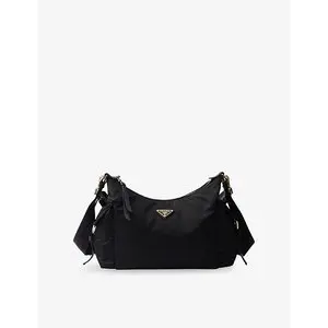 Prada Large Re-nylon And Leather Shoulder Bag - Black