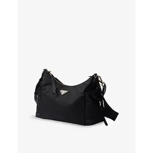 Prada Large Re-nylon And Leather Shoulder Bag - Black