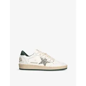 GOLDEN GOOSE Ballstar Glitter-embellished Leather Low-top Trainers - White/comb