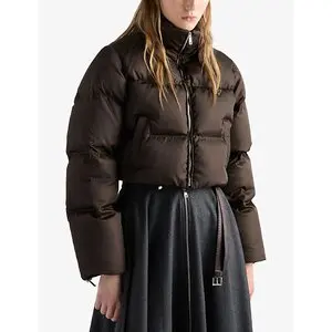 Prada Re-nylon Hooded Cropped Down Jacket
