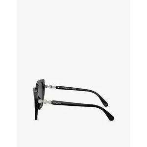 SWAROVSKI Sk6016 Irregular-frame Acetate Sunglasses - Black
