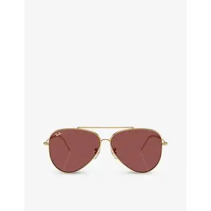 Ray-ban Aviator Reverse Pilot-frame Metal Sunglasses - Gold