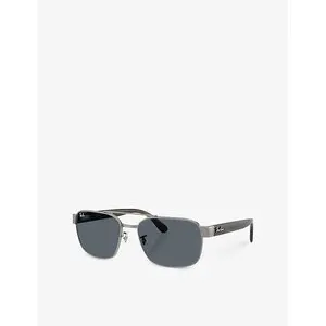 Ray-ban Rb3751 Square-frame Metal Sunglasses - Silver