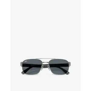Ray-ban Rb3751 Square-frame Metal Sunglasses - Silver