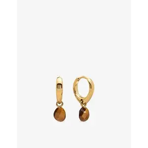 Monica Vinader Nura 18ct Yellow Gold Vermeil And Tigers Eye Drop Huggies - Brown