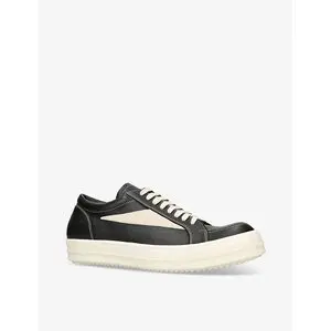 Rick Owens Low Grained-leather And Suede Low-top Trainers - Blk/white