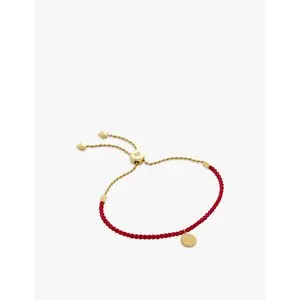 Monica Vinader Linear Friendship Bracelet In 18ct Yellow Gold-plated Sterling Silver - Red