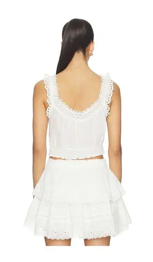 LoveShackFancy Lupo Cropped Eyelet Top