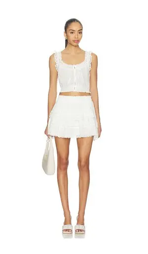 LoveShackFancy Lupo Cropped Eyelet Top