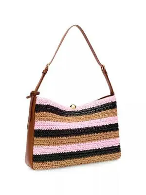 Furla Striped Crochet Raffia Shoulder Bag - Brown