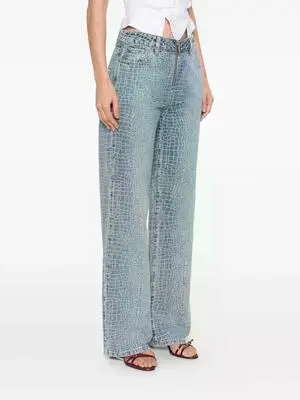 SELF-PORTRAIT Crocodile Effect Zip Jeans