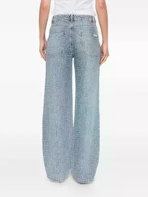 SELF-PORTRAIT Crocodile Effect Zip Jeans