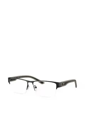Emporio Armani Rectangle Frame Half Rim Eyeglasses - Black