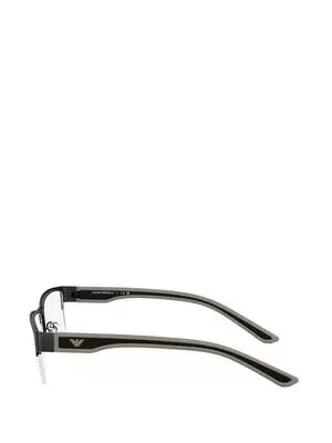 Emporio Armani Rectangle Frame Half Rim Eyeglasses - Black
