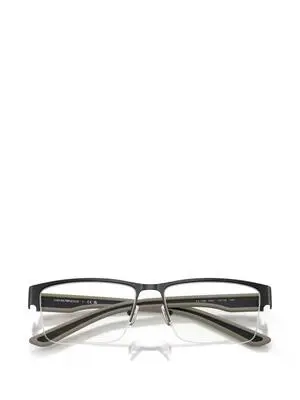 Emporio Armani Rectangle Frame Half Rim Eyeglasses - Black