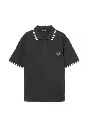 Fred Perry Embroidered Short-sleeve Polo Shirt - Black