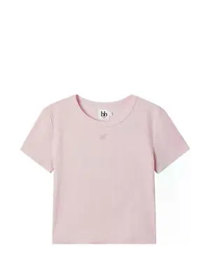 B+AB Ribbed Crew-neck T-shirt With Logo Detail - Pink