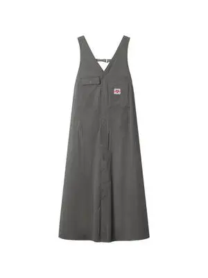 FINGERCROXX Pocket V-neck Midi Dress - Grey